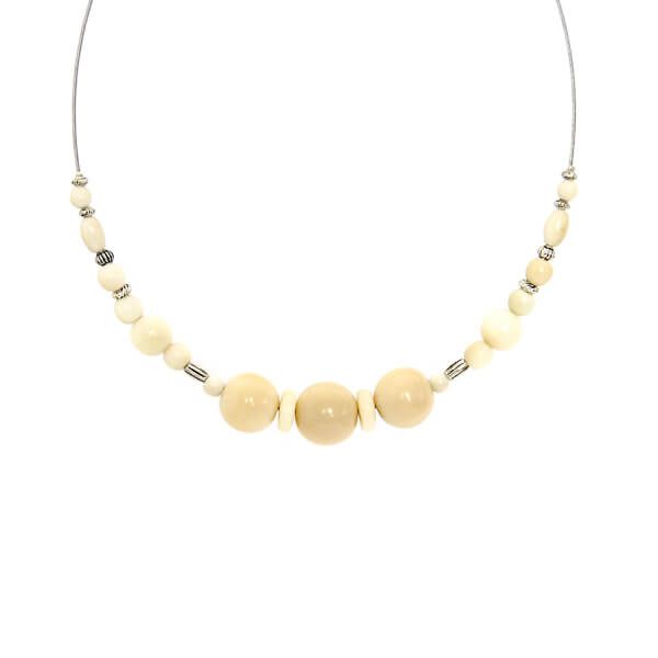 Collier fin en perles ivoire végétal naturel - Tagua-creations