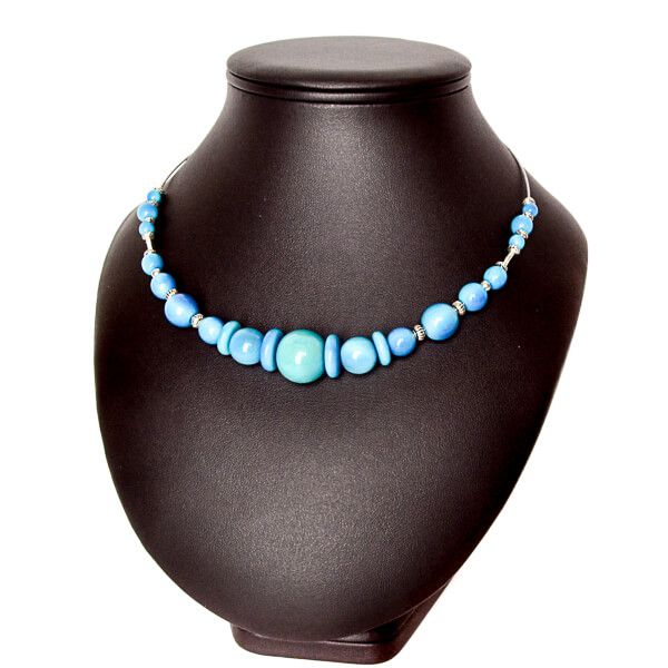 Collier fantaisie perles colorées en ivoire végétal